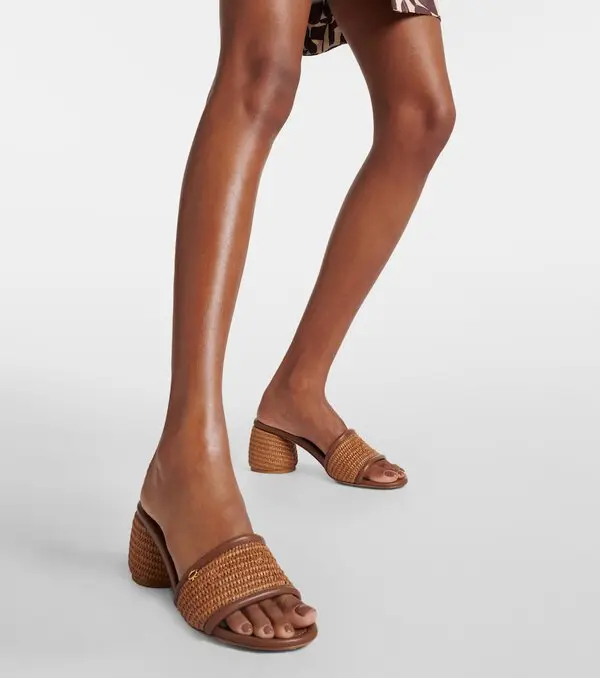 GIANVITO ROSSI Marbella Raffia Mules