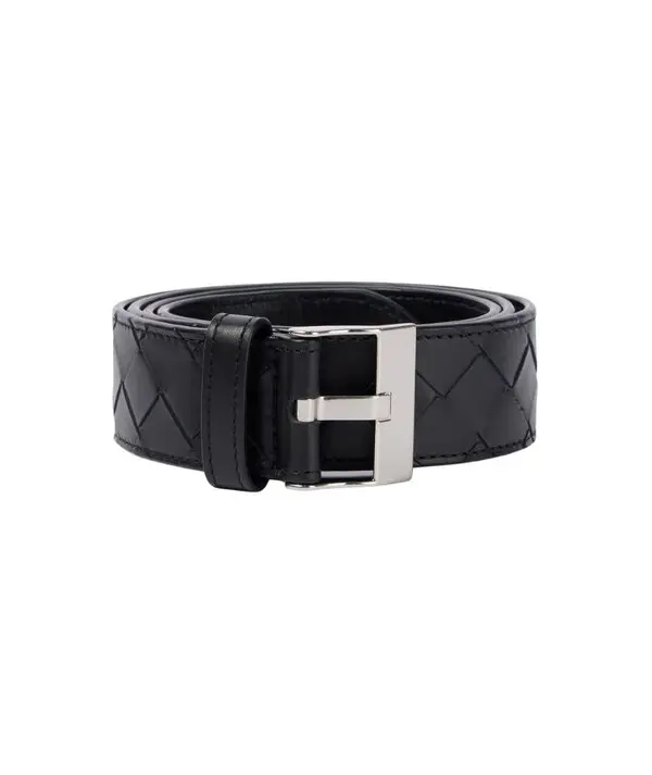 Bottega Veneta Intrecciato Leather Belt - Black