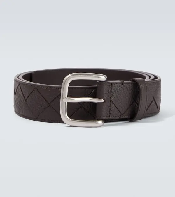Bottega Veneta Intrecciato Leather Belt - Brown
