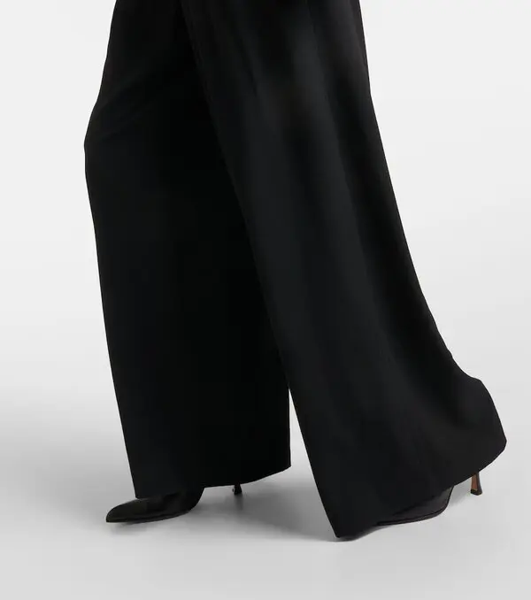 Dries Van Noten Pleated Wide-leg Wool-blend Trousers - Black
