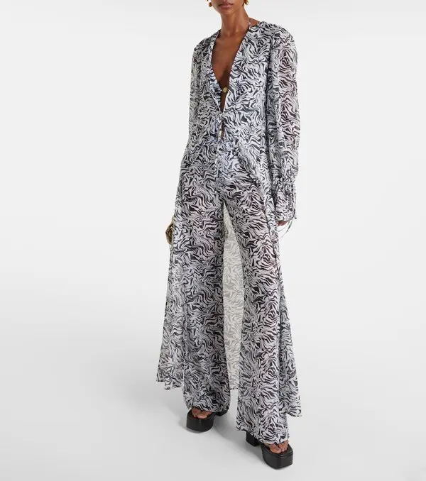 BANANHOT Zebra-print Chiffon Beach Cover-up - Multicoloured