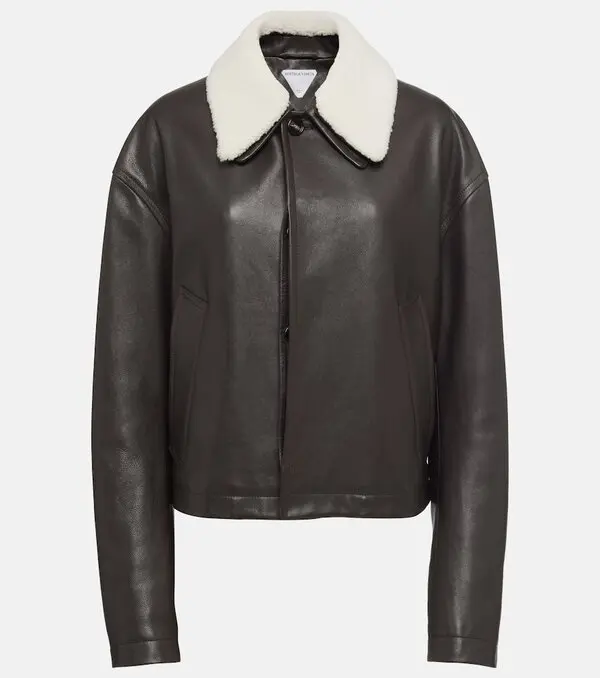 Bottega Veneta Shearling-trimmed Leather Jacket - Black