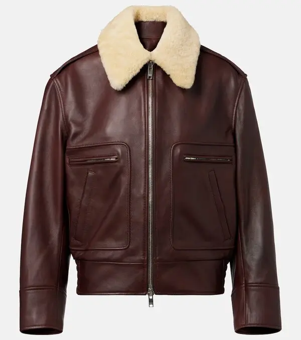 Bottega Veneta Shearling-trimmed Leather Jacket - Brown