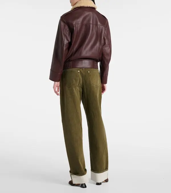 Bottega Veneta Shearling-trimmed Leather Jacket - Brown