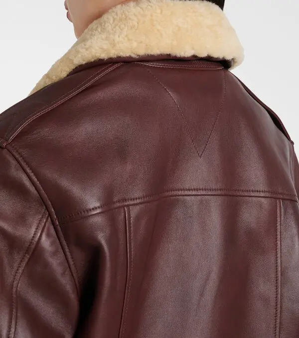 Bottega Veneta Shearling-trimmed Leather Jacket - Brown