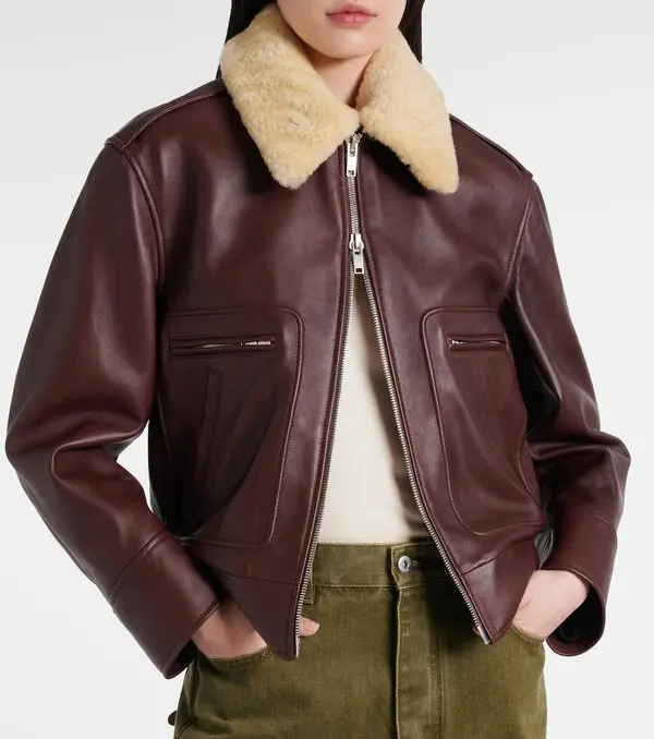 Bottega Veneta Shearling-trimmed Leather Jacket - Brown