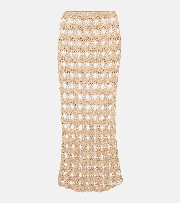 Anna Kosturova Rosette Crochet Maxi Skirt - Gold