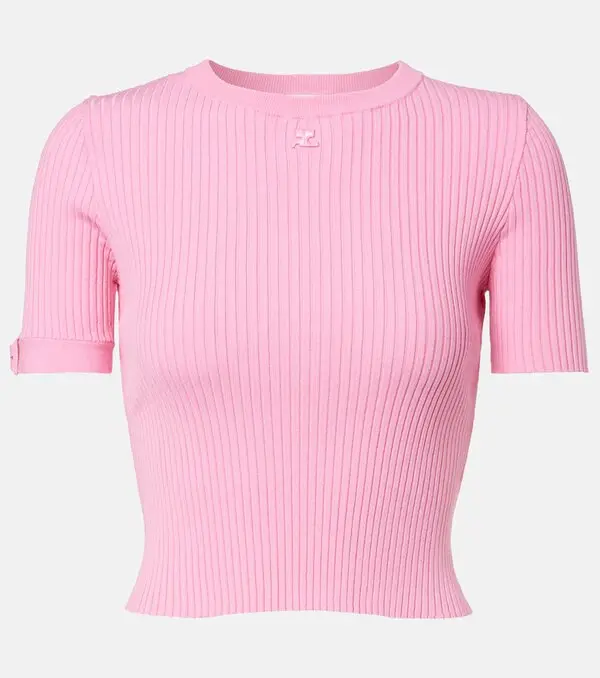 COURREGES Courrèges Ribbed-knit Cropped Top - Pink