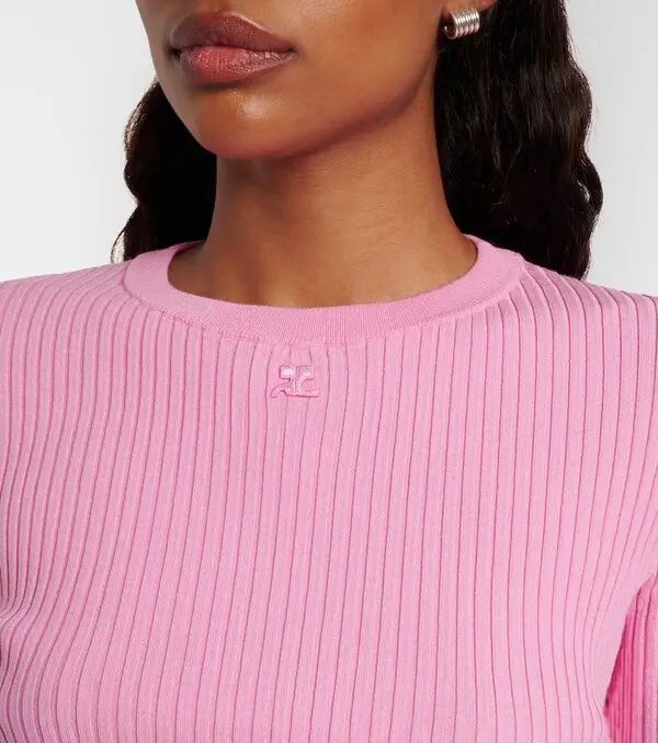 COURREGES Courrèges Ribbed-knit Cropped Top - Pink
