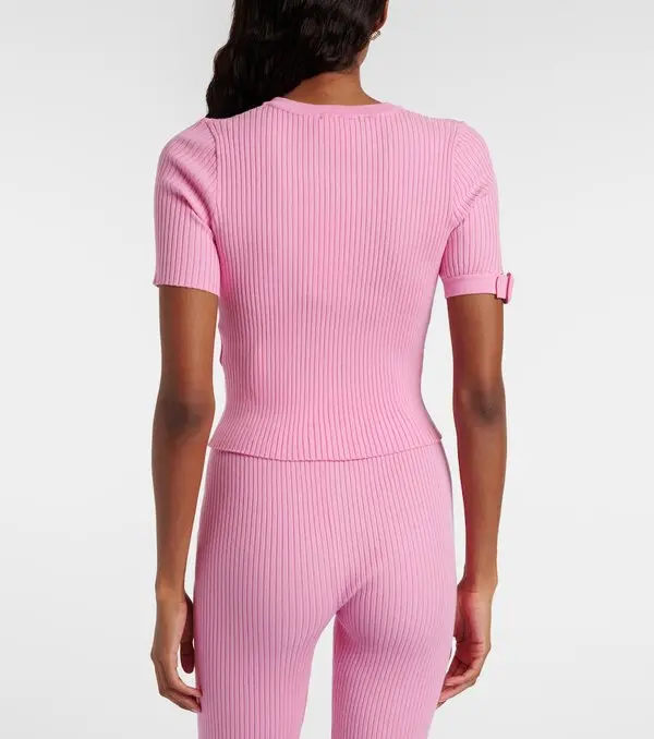 COURREGES Courrèges Ribbed-knit Cropped Top - Pink