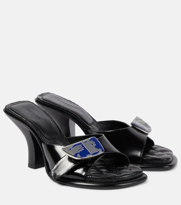 Burberry Ekd Leather Mules - Black
