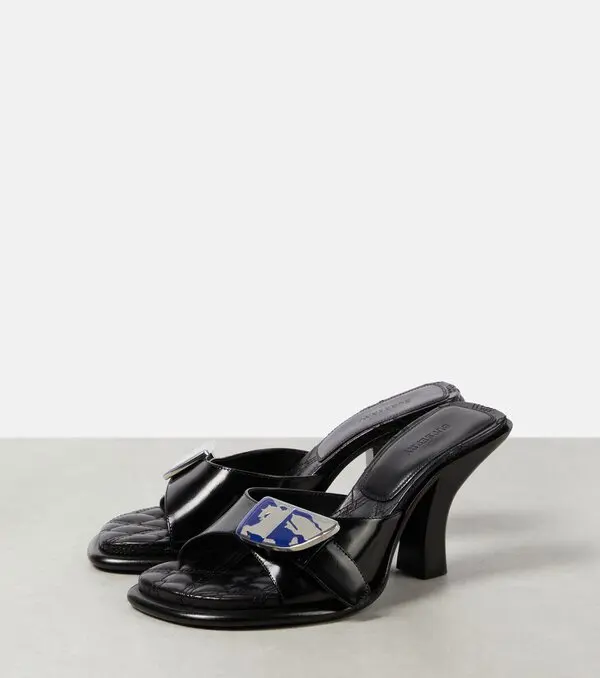 Burberry Leather Square Toe Heeled Mules