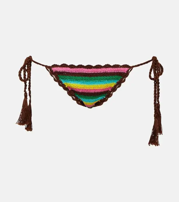 Anna Kosturova Striped Crochet Bikini Bottom - Multicoloured