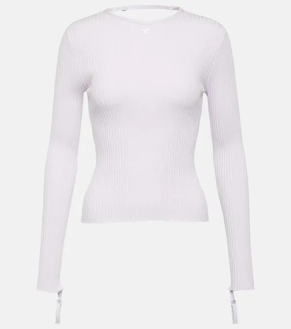 COURREGES Courrèges Logo Cutout Ribbed-knit Top