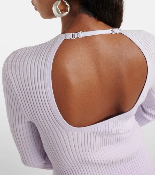 COURREGES Courrèges Logo Cutout Ribbed-knit Top