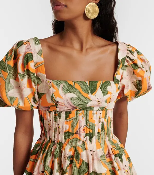 agua bendita orange dress Agua By Agua Bendita floral-print Ruched Dress | Orange