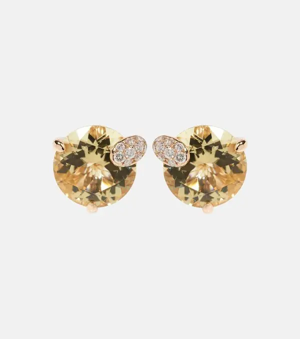 BUCHERER FINE JEWELLERY Peekaboo Rose Earrings With Beryls And Diamonds - Gold