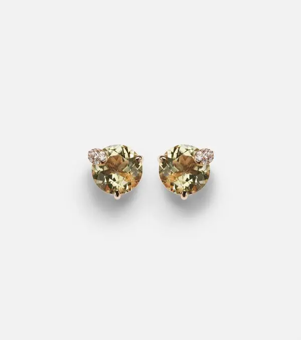 BUCHERER FINE JEWELLERY Peekaboo Rose Earrings With Beryls And Diamonds - Gold