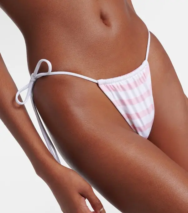 BANANHOT Bell Striped Bikini Bottom - White