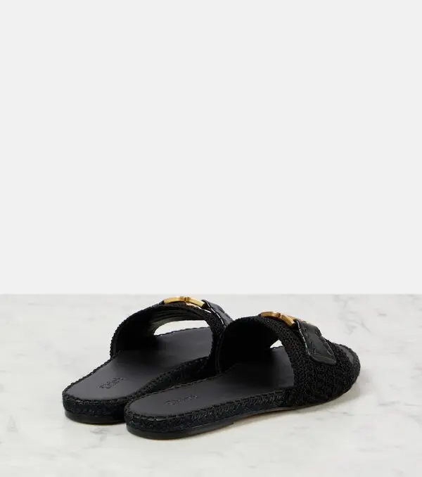 Chloé Marcie Leather-trimmed Espadrille Slides