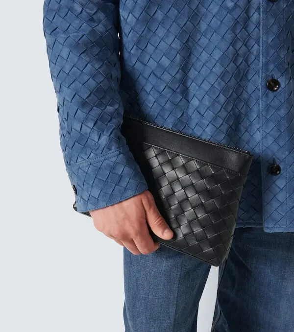 Bottega Veneta Prism Leather Pouch - Black