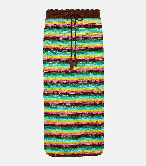 Anna Kosturova Striped Crochet Midi Skirt - Multicoloured