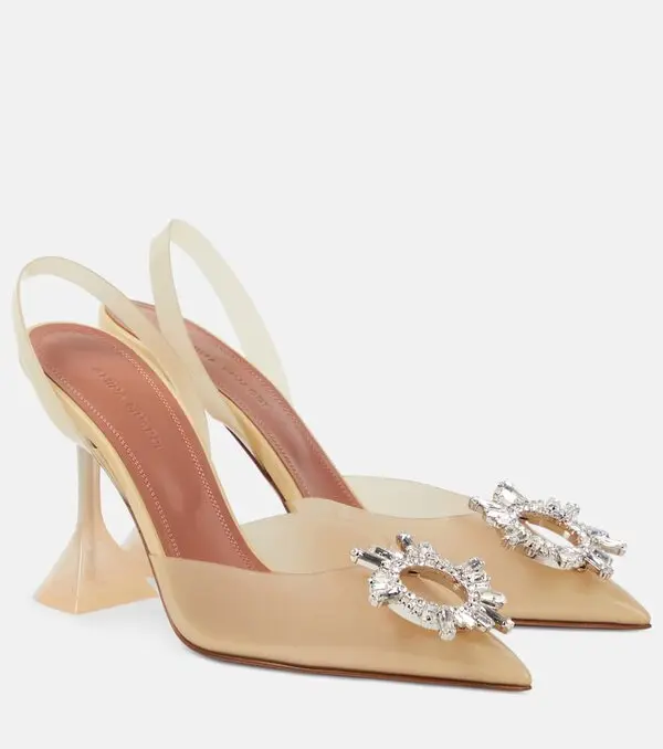Amina Muaddi Begum 95 Pvc Slingback Pumps - Beige