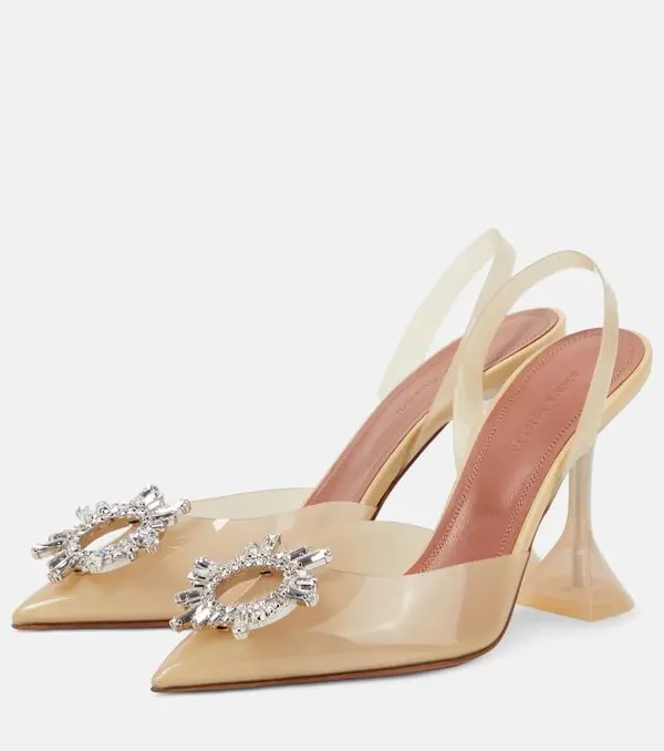 Amina Muaddi Begum 95 Pvc Slingback Pumps - Beige