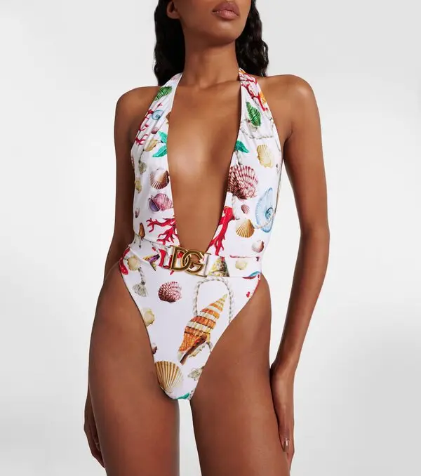 Dolce & Gabbana Capri Printed Halterneck Swimsuit