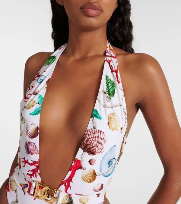 Dolce & Gabbana Capri Printed Halterneck Swimsuit