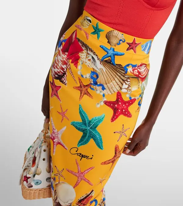 Dolce & Gabbana Capri Printed Silk-blend Midi Skirt