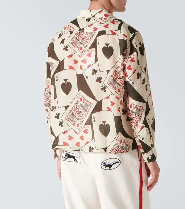 BODE Ace Of Spades Printed Ramie Shirt