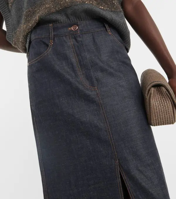 Brunello Cucinelli Denim Maxi Skirt