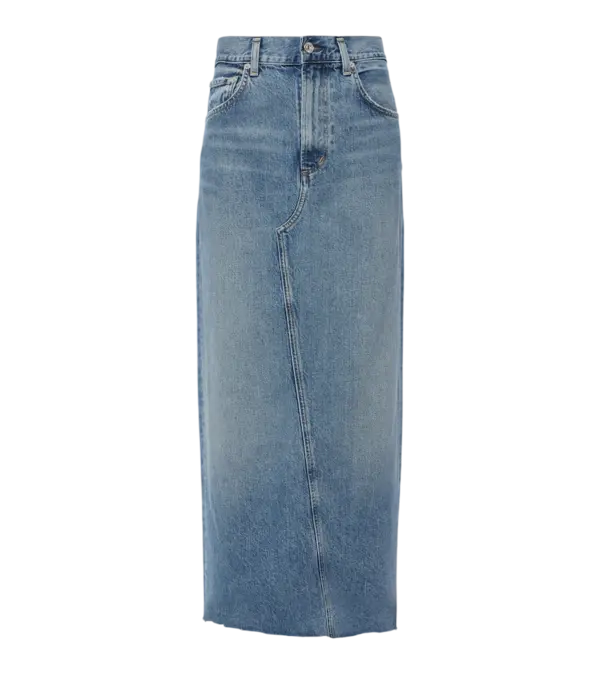 Citizens Of Humanity Circolo Reworked Denim Maxi Skirt - Blue
