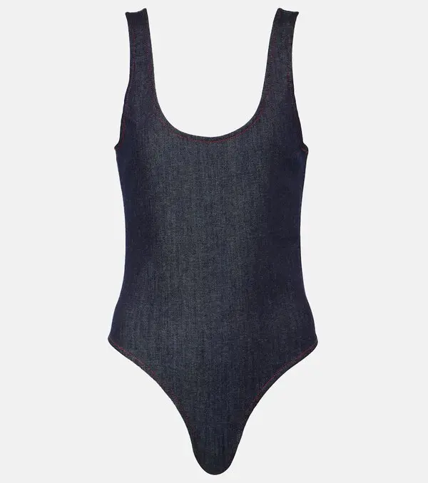 Alaïa Denim Bodysuit - Blue