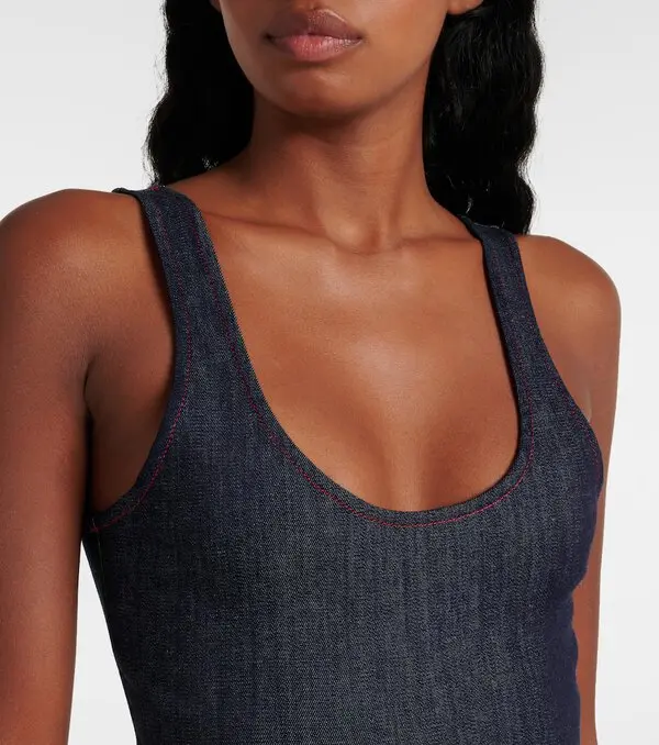 Alaïa Denim Bodysuit - Blue