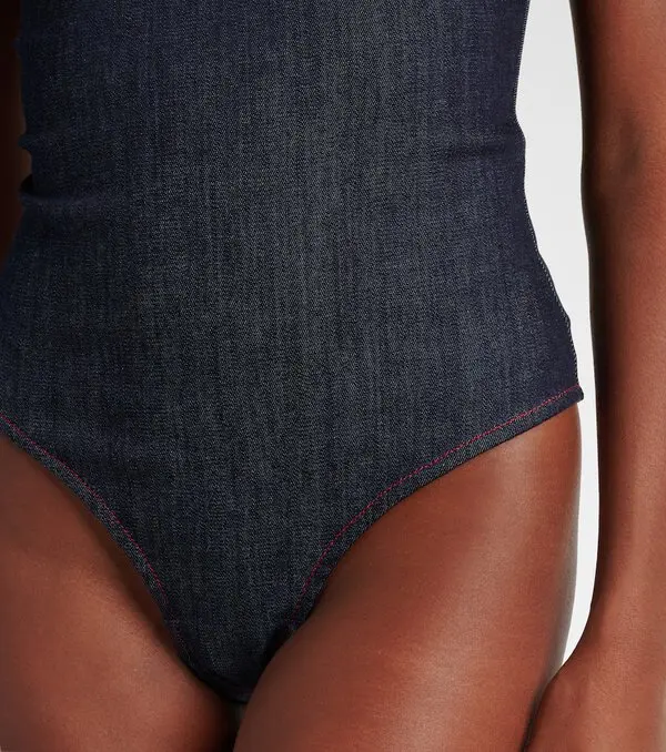 Alaïa Denim Bodysuit - Blue