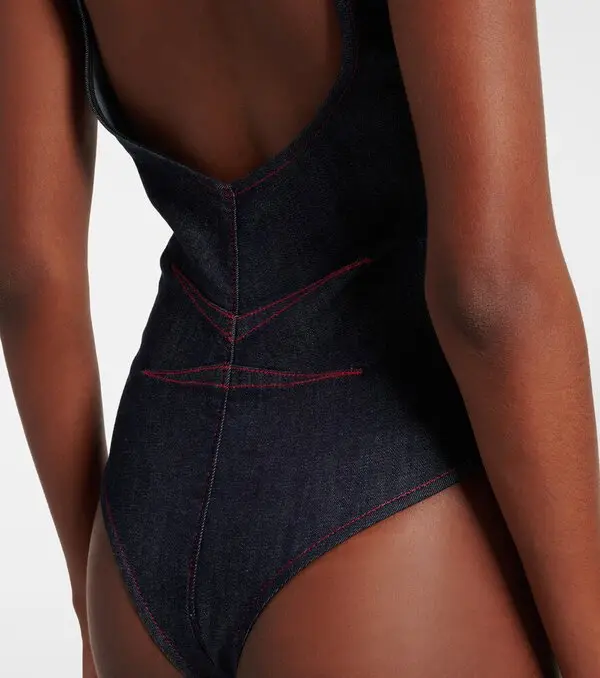 Alaïa Denim Bodysuit - Blue