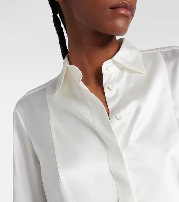 Brunello Cucinelli Silk-blend Satin Blouse - White