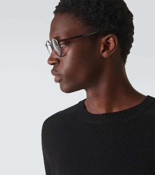 Dior Diorblacksuito R6i Round Frame Glasses - Blue