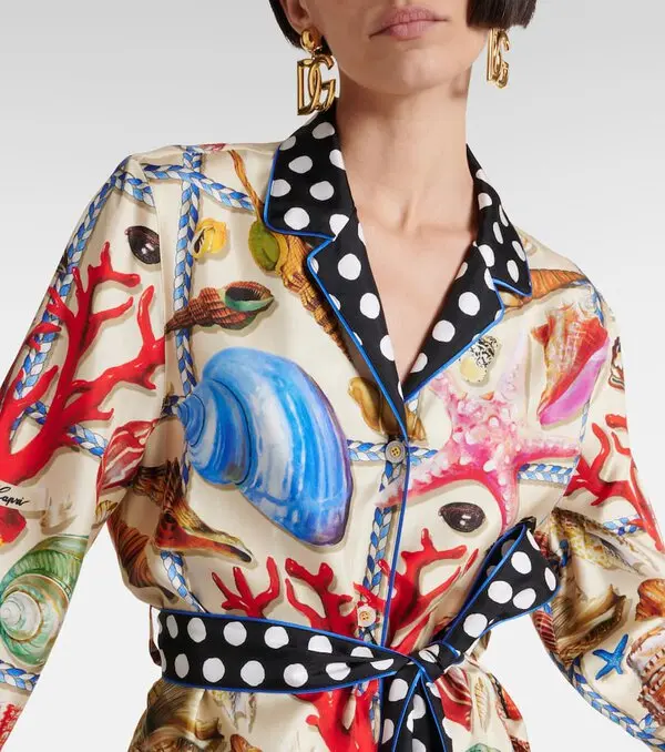 Dolce & Gabbana Capri Printed Silk Satin Shirt