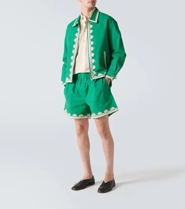 BODE Ripple Embroidered Cotton Shorts