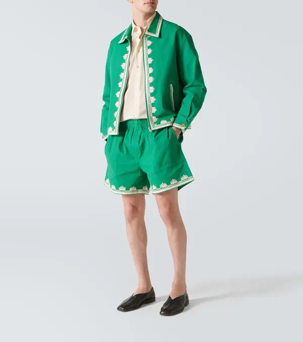 BODE Ripple Embroidered Cotton Shorts