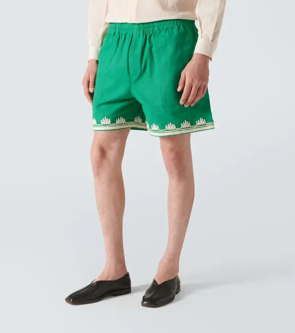 BODE Ripple Embroidered Cotton Shorts