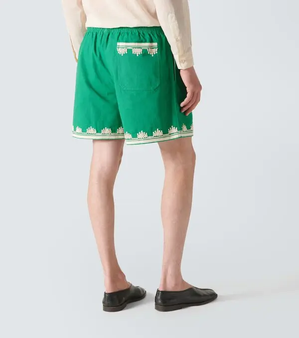BODE Ripple Embroidered Cotton Shorts
