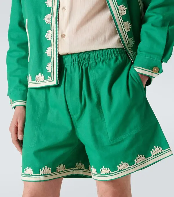 BODE Ripple Embroidered Cotton Shorts