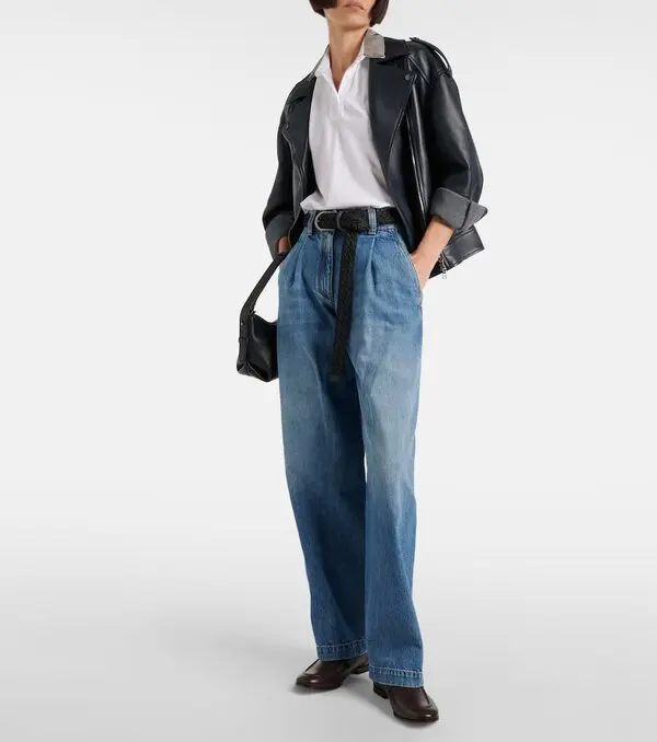 Brunello Cucinelli Pleated High-rise Wide-leg Jeans