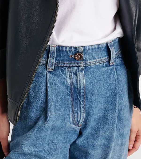 Brunello Cucinelli Pleated High-rise Wide-leg Jeans