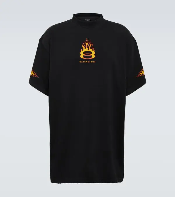 Balenciaga Oversized Logo Cotton Jersey T-shirt