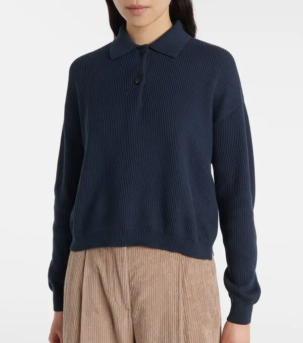 Brunello Cucinelli Cotton Polo Sweater - Blue